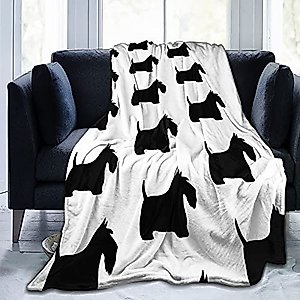 Annalice Scottish Terrier Silhouette Black Scottie Dog Flannel Fleece Blanket Ultra-Soft Fluffy Warm Throw Blanket for Couch Bed All Seasons Suitable for Women, Men, Black Scottie Dog, 80x60 Inches