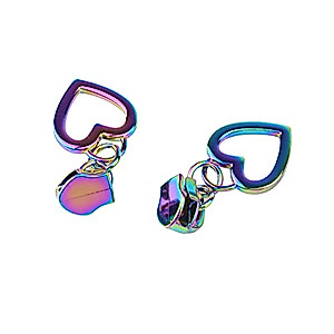 HEVSTIL 10-Pack #5 Rainbow Zipper,Heart Shape Zipper Replacement Zipper Pull Rainbow Teeth Nylon Zippers for Sewing Crafts 5 Yards Garment Accessories