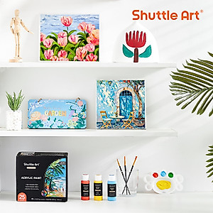 Shuttle Art 25 Colors Acrylic Paint Set, 2oz/60ml Bottles, Rich Pigmented Acrylic Paints for Artists, Beginners, Kids, Painting on Canvas Rocks Wood