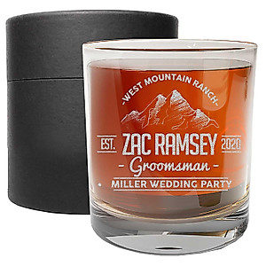 Personalized Etched 11oz Whiskey Glass - Custom Engraved Bourbon Christmas Gifts for Men, Dad Scotch Drinking Birthday Glasses, Groomsmen, Liquor Cocktail Rocks Old Fashioned, Ramsey