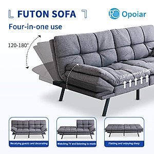 Opoiar Bed,Memory Foam Convertible Loveseat Couch, Sleeper Sofa Modern Futon Sets Sofabed, 71 x 33 x 31.5 inches, Grey