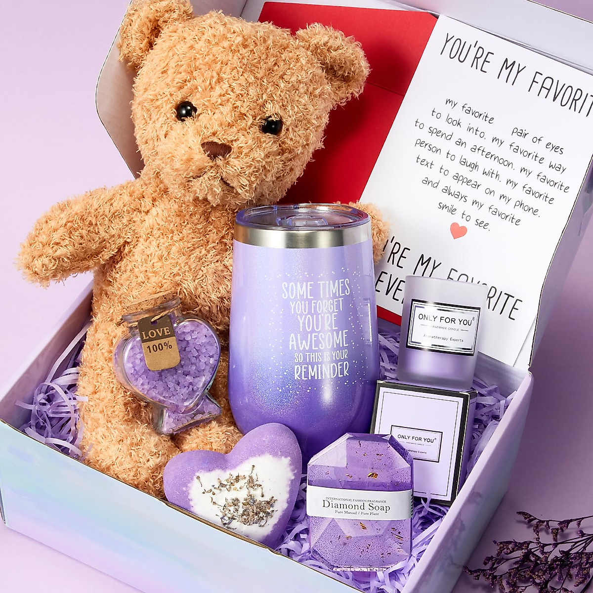 Roacap Spa Gifts Basket for Women, Self Care Gifts Get Well Soon Gifts for Her Mom Mother Friends Sister Wife, Unique Happy Birthday Gift Set Package Ideas for Woman, 16oz Wine Tumbler Cup