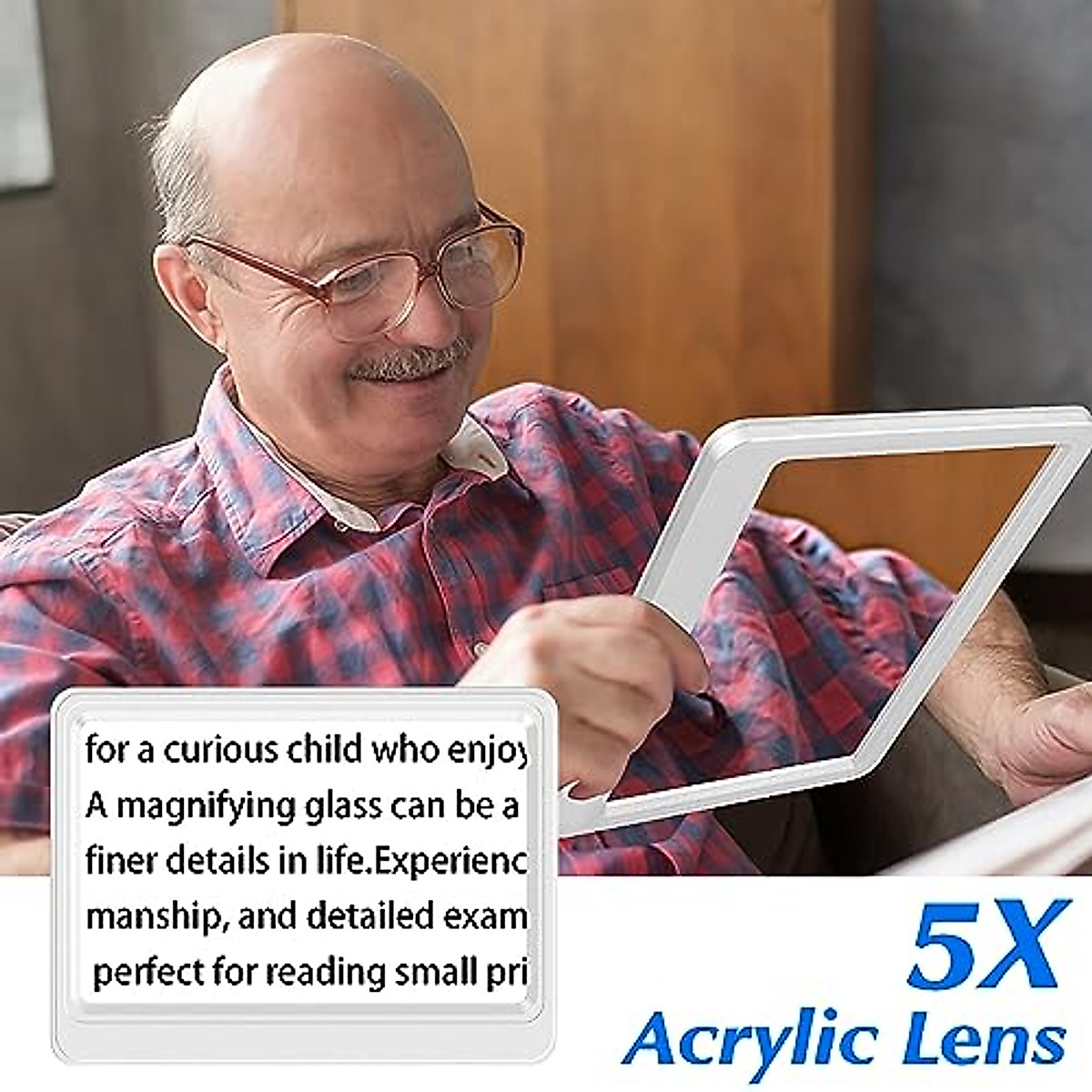 NZQXJXZ Large 5X Hands Free Magnifying Glass for Reading Neck Wear Magnifier Flexible Gooseneck Full Book Page Magnifier for Seniors Repair Sewing Cross Stitch