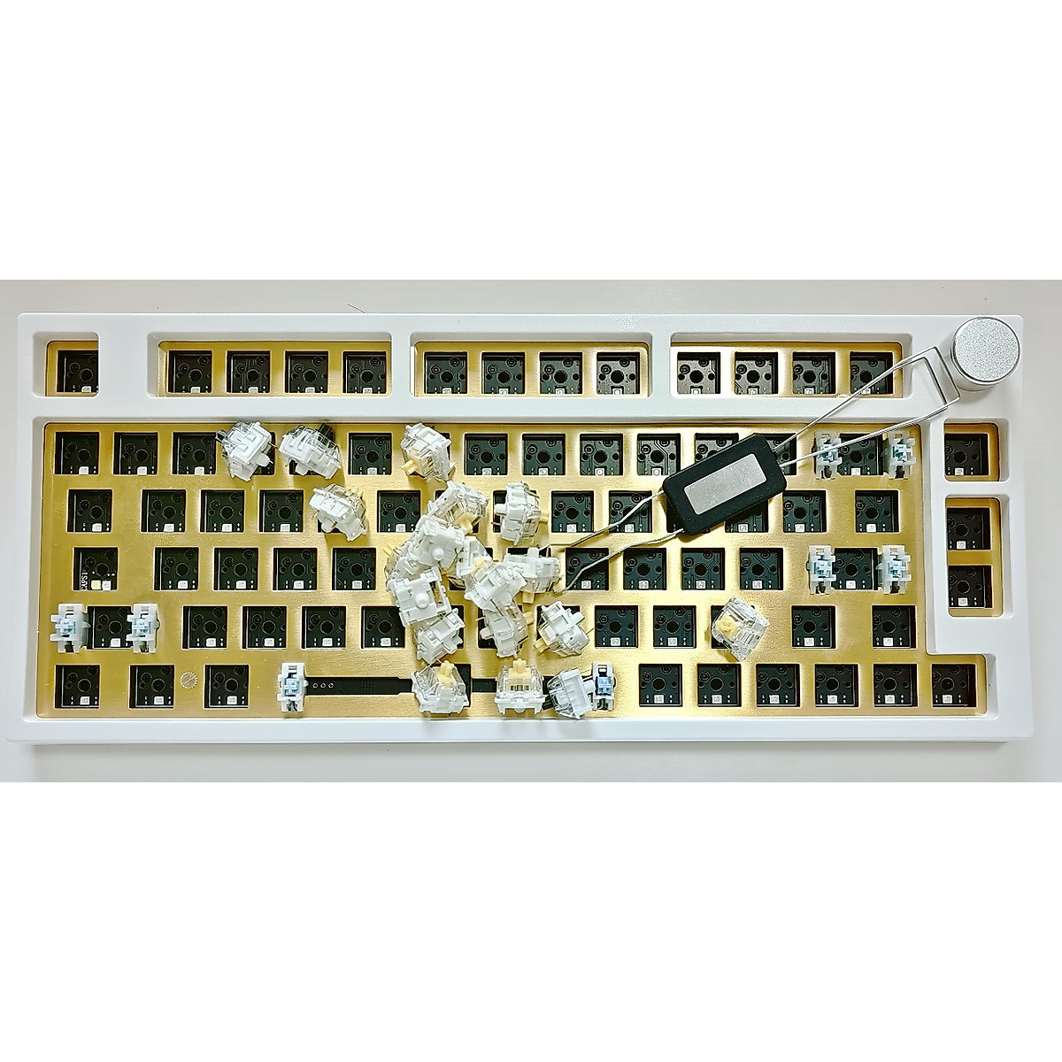 NJ80-AP Wireless Mechanical Keyboard with Knob Bluetooth 5.0/2.4G/Wired Connection 75% Hot Swappable Custom RGB Programmable Gaming Keyboard with PBT Keycap for Win Mac