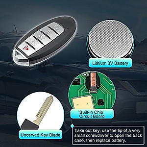 X AUTOHAUX 434MHz KR5TXN4 Replacement Smart Proximity Insert Keyless Entry Remote Key Fob for Nissan Rogue 2019 2020 2021 5 Buttons 4A Chip SUV Key 285E3-6RR7A S180144507