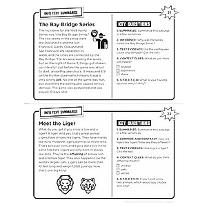 100 Task Cards: Informational Text: Reproducible Mini-Passages With Key Questions to Boost Reading Comprehension Skills