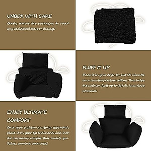 Iberose Egg Chair Cushion Replacement, Cushion with Headrest and Armrest, Thicken Basket Chair Cushion Washable, Hammock Chair Cushion Wide, Swing Wicker Hanging Chair, Cushion Only (Navy Blue)