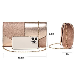 MUDUO Sequined PU Clutch Purse for Women Evening Bag Party Clutches Wedding Purses Cocktail Prom Handbags (Champagne Pink)