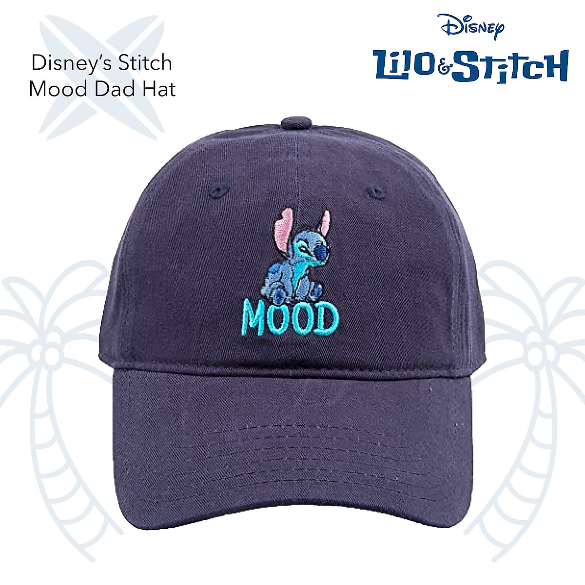 Disney Stitch Dad Hat, Adjustable Cotton Baseball Cap with Curved Brim, Navy, One Size