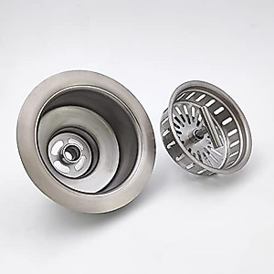EADOT 3-1/2 Inch Brushed Nickel Sink Strainers for Kitchen Sink, Stainless Steel Kitchen Sink Drain Strainer Assembly with Strainer Basket And Drain Stopper, US Standard Kitchen Sink Drain Replacement