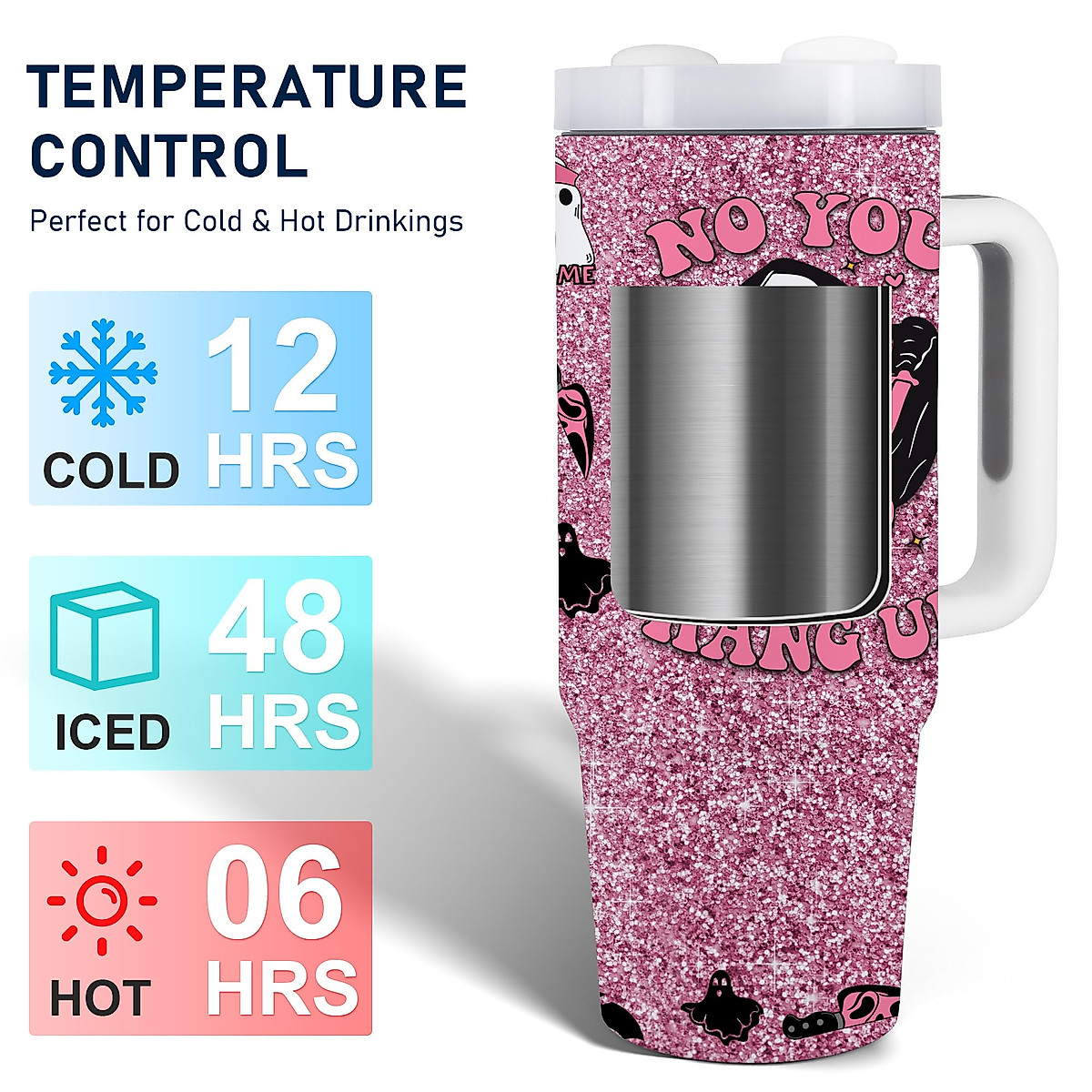 Equoza Horror Scary Face Halloween Ghostface Tumbler for Women Girls - Spooky Vibes 30oz Horror Scary Face Theme Decor Insulated Cup with Lid -Vacuum Stainless Steel Coffee Mug Stemless Cup