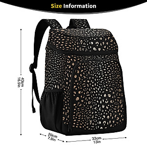 ALAZA Leopard Spot on Black Background Cooler Backpack Reusable Insulated Lunch Bag with Adjustable Shoulder Strap for Women Men Picnic Work College Hiking Camping Office Beach