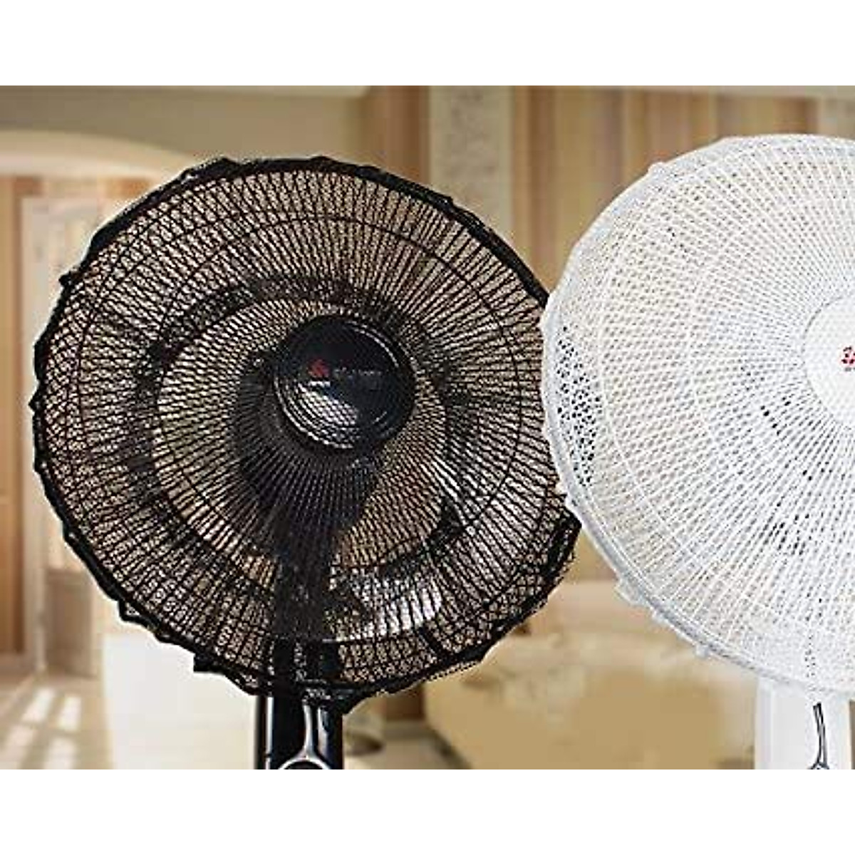 Asekonc 2 Pack Round Electric Fan Guard Dust Cover，Damp-Proof Cover for Pedestal Fan Summer Washable Dustproof Safety Fan Protection