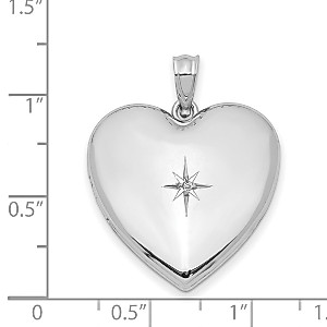 925 Sterling Silver Engravable Polished back Holds 2 photos 24mm With Diamond Star Design Love Heart Family Locket Jewelry for Women