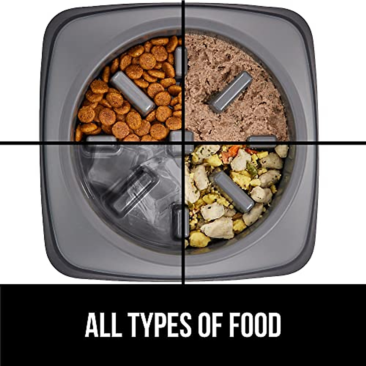 Gorilla Grip Slip Resistant Slow Feeder, 4 Cups, Cat and Dog Bowl, Slows Down Pets Eating, Prevent Overeating, Feed Small, Large Pets, Fun Puzzle Design, Dogs Cats Bowls for Dry and Wet Food, Gray