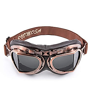 evomosa Motorcycle Goggles Vintage Pilot Style Cruiser Scooter Goggle Outdoor Sand Goggles Bike Racer Cruiser Touring Eyewear for Half Helmet