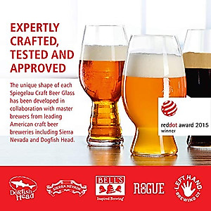 Spiegelau Craft Beer Tasting Kit Glasses, European-Made Lead-Free Crystal, Modern Beer Glasses, Dishwasher Safe, Professional Quality Tasting Glass Gift Set (Craft - Set of 4)