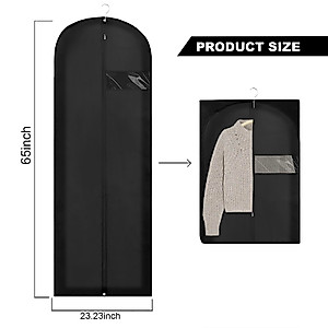 Beiskll Dress Bags for Gowns Long, 65'' Garment Bags for Hanging Clothes and Travel, Suit Bag for Storage, Clear Foldable Garment Bag (Black)