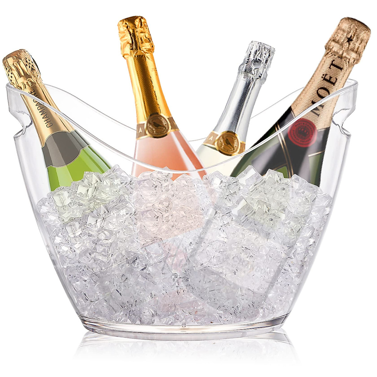 Yesland 8L Large Ice Buckets Clear Acrylic Drink Bucket Beverage Tub Wine Champagne Bucket - Storage Tub for Wine, Champagne or Beer Bottles Parties and Home Bar
