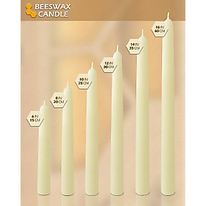 Hyoola 6" Beeswax Taper Candles - 6 Hour Burn Time - White Beeswax Candles - 4 Pack