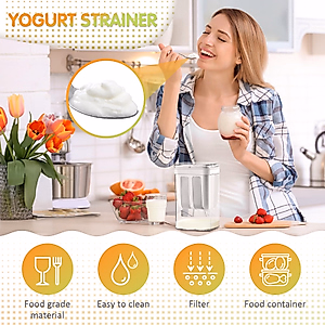 SMALLSHS Yogurt Strainer, Small 480ML (16 Oz) Fine Mesh Strainer, Rice Tea Juicing Food Sieve Strainer, Thick Greek Yogurt Milk Filter Kitchen Tools Reusable Homemade Cup with Stainless Steel Mesh