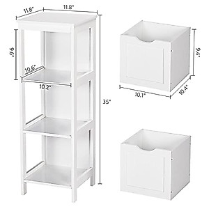 Yaheetech Bathroom Floor Cabinet, Wooden Storage Cabinet with 2 Drawers, Multifunctional Side Organizer Rack Stand Table, White