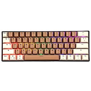 Sanpyl Mechanical Keyboard, 61keys Color Mixing Light Gaming Mechanical Keyboard Ergonomics Key Line Separation Design Type C Gaming Keyboard, for Windows, for Android(Tea Shaft)