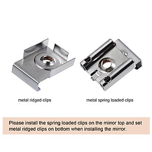 2 Sets (8 Pieces) Spring Loaded Mirror Hanger Clips Set Unframed Mirror Mount Clips with Rawl Plugs and Screws