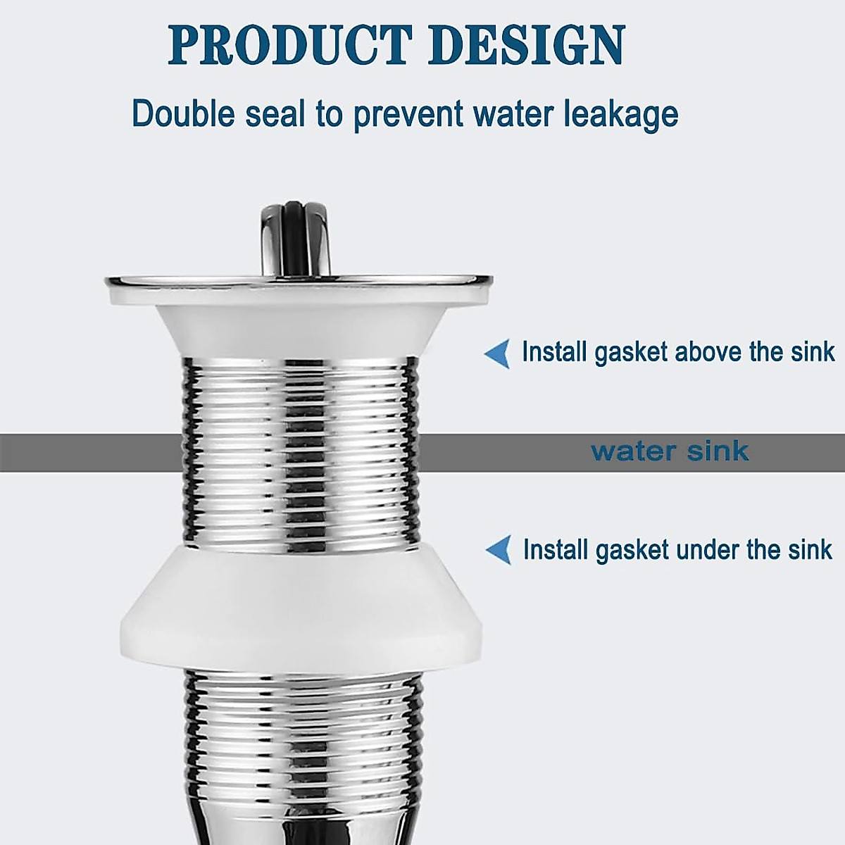 Drainage Seal,Universal Basin Drain Gasket Replacement Parts,Thickened Silicone Sealing Ring for Bathroom Sink Drain Stopper，Includes Top and Bottom Washers Seals (White-2 Sets)