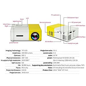 Portable Mini projectors LED Micro Projector 1080P Home Party Meeting Theater Projector（Newest Upgraded Version ）