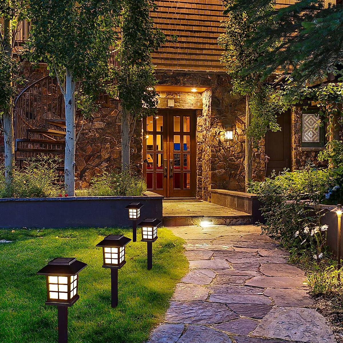 Anordsem 8 Pack Solar Lights Outdoor Pathway, Pathway Lights Solar Powered, Waterproof Pathway Solar Lights, Upgrade Solar Landscape Lighting for Walkway, Garden, Park, Sidewalk (Warm White)