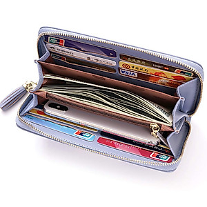 Wallet-NEWANIMA Women Multi-card Two Fold Long Zipper Clutch Purse (Style10-Black)