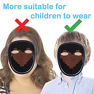 Halloween Kid Led Mask Gesture Sensing Shining Light Up Mini Face Mask for Masquerade Party Costume Cosplay Age 3-10