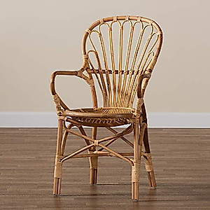 bali & pari Sheraton Modern and Contemporary Light Honey Rattan Dining Chair