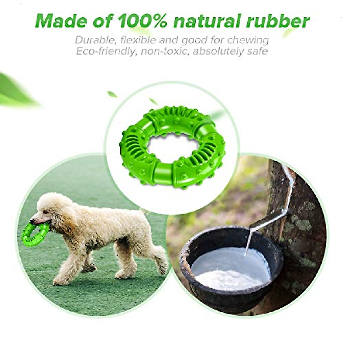 Feeko Dog Toys for Aggressive Chewers Large Breed, Non-Toxic Natural Rubber Long-Lasting Indestructible Dog Toys, Durable Puppy Chew Toy for Medium Large Dogs - Fun to Chew, Chase and Fetch (Green)