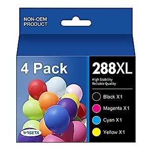 288XL T288XL High Yield Remanufactured Ink Cartridge Replacement for Epson 288 XL 288XL T288XL to use with XP-430 XP-330 XP-434 XP-440 XP-446 XP-340 Printer (1 Black, 1 Cyan,1 Magenta,1 Yellow)