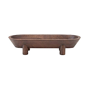 Bloomingville Mango Wood Footed Tray, Walnut Finish Bowl, Brown