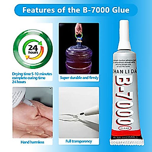 B-7000 Adhesive Glue for Phone, 15 ml DIY Glue,Waterproof Jewelry Glue Precision Craft Adhesive for Cell Phone Screen Repair Glass Wood Crafts Metal and Stones (1PCS Transparent)