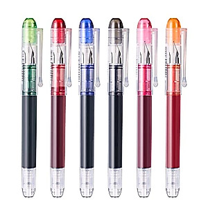 6 Pieces Multicolor Disposable Fountain Pens, Smooth-Writing Office Supplies for Sketching, Journaling, Calligraphy, Doodling and Holiday Christmas Gifts