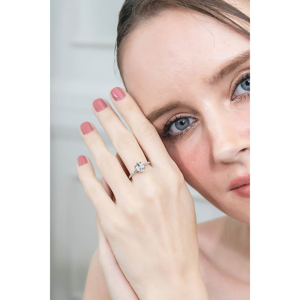 B. BRILLIANT Sterling Silver Synthetic White Sapphire Oval Crown Ring, Size 5