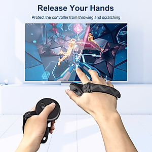 OURVR Controller Grips Cover For Quest 3S/Quest 3, with Knuckle Straps and Battery Opening design, Grips Cover VR Accessories Compatible with Meta Quest 3 (Not fit official charging dock)