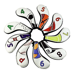 BESSTUUP 9pcs Golf Club Head Cover Irons Long Neck Headcover Protector with Numbers