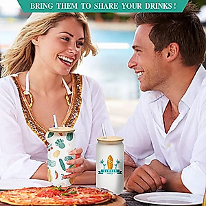 WHEATHUSK 20 Pack Sublimation Glass Cups Frosted 16oz Blanks Sublimation Borosilicate Glasses Tumbler with Bamboo Lids and Straws for Beer, Juice, Soda, Iced Coffee, Drinks