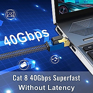 LEKVKM Cat 8 Ethernet Cable 30 FT High Speed Long Internet Cable Nylon Braided Network Cable RJ45 Connectors SSTP Shielded Flat LAN Cable Cat8 ethernet Cables 30feet for PC