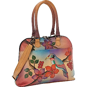 Anna by Anuschka, Handpainted Leather Medium Zip-around Satchel,bird On Branch