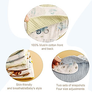 vuminbox Muslin Baby Bibs Bandana Drool Bibs 100% Cotton Absorbent Soft Reversible 6-Pack Set for Feeding, Teething Pattern and Solid Color for Unisex