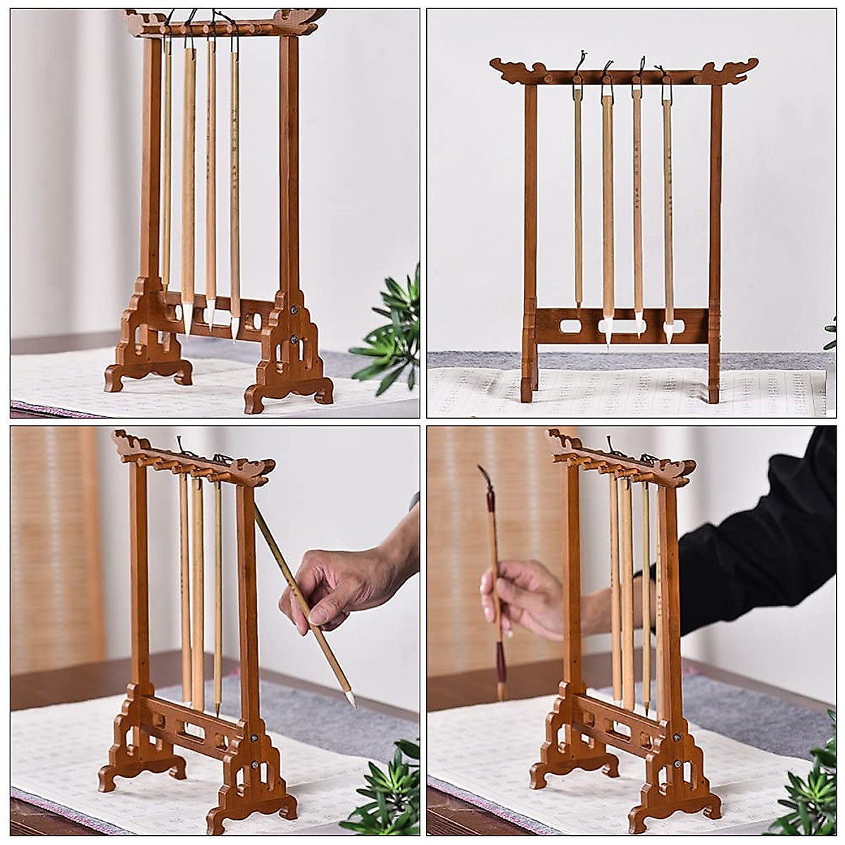 Cabilock 1 pcs Vintage Simple Bamboo Brush Hanging Pen Holder Creative Pen Rest for Students (Dragon Bamboo Brush Hanging)