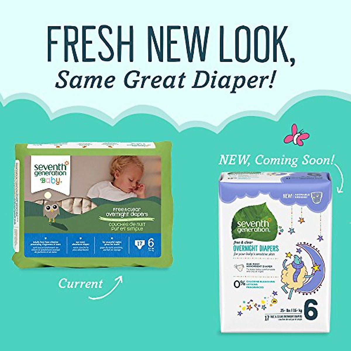 Seventh Generation Overnight Diapers - Size 6 - 17 ct