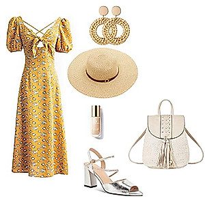 Fashion Women Girls Mini Travel Backpack Woven Straw Backpack Straw Crossbody Shoulder Bag (Large Size + Yellow)