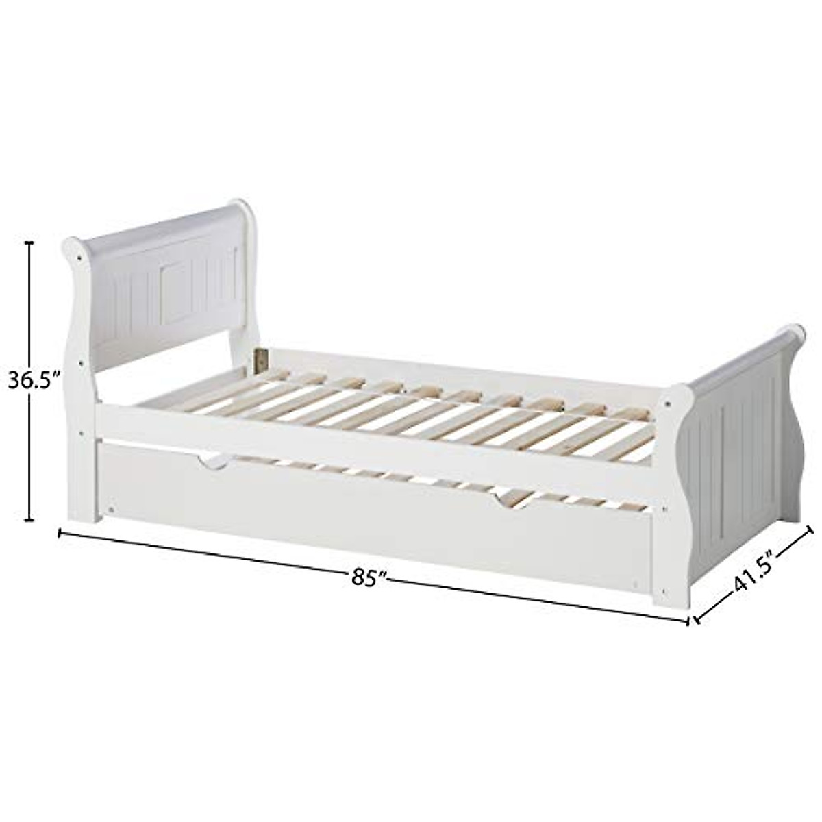 Donco Kids 325-TW_503-W Sleigh Bed withTrundle Bed, Twin/Twin, White